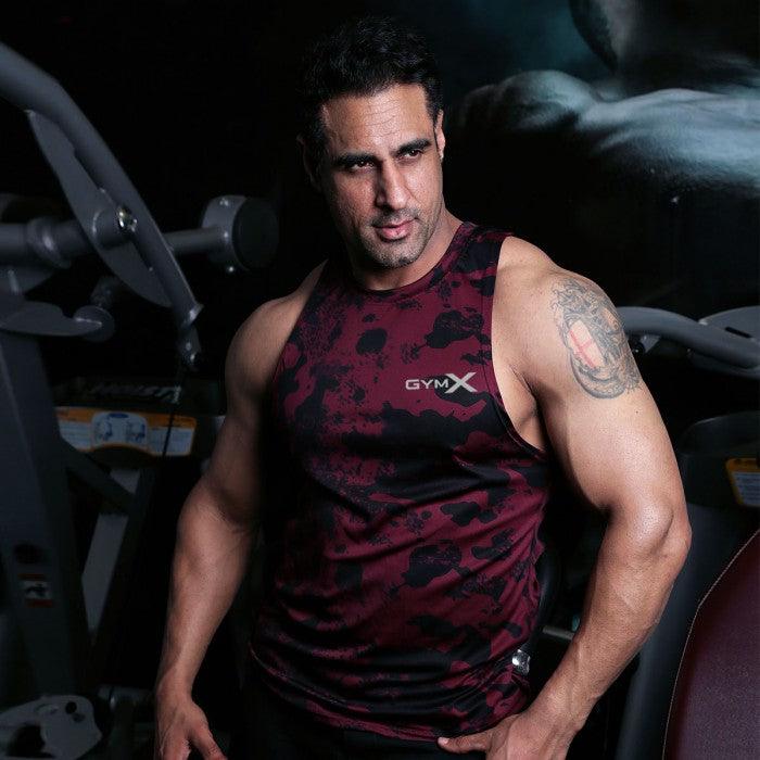 Maroon Rock Tank- Meteorite GymX Series(Dry Fit)- Sale